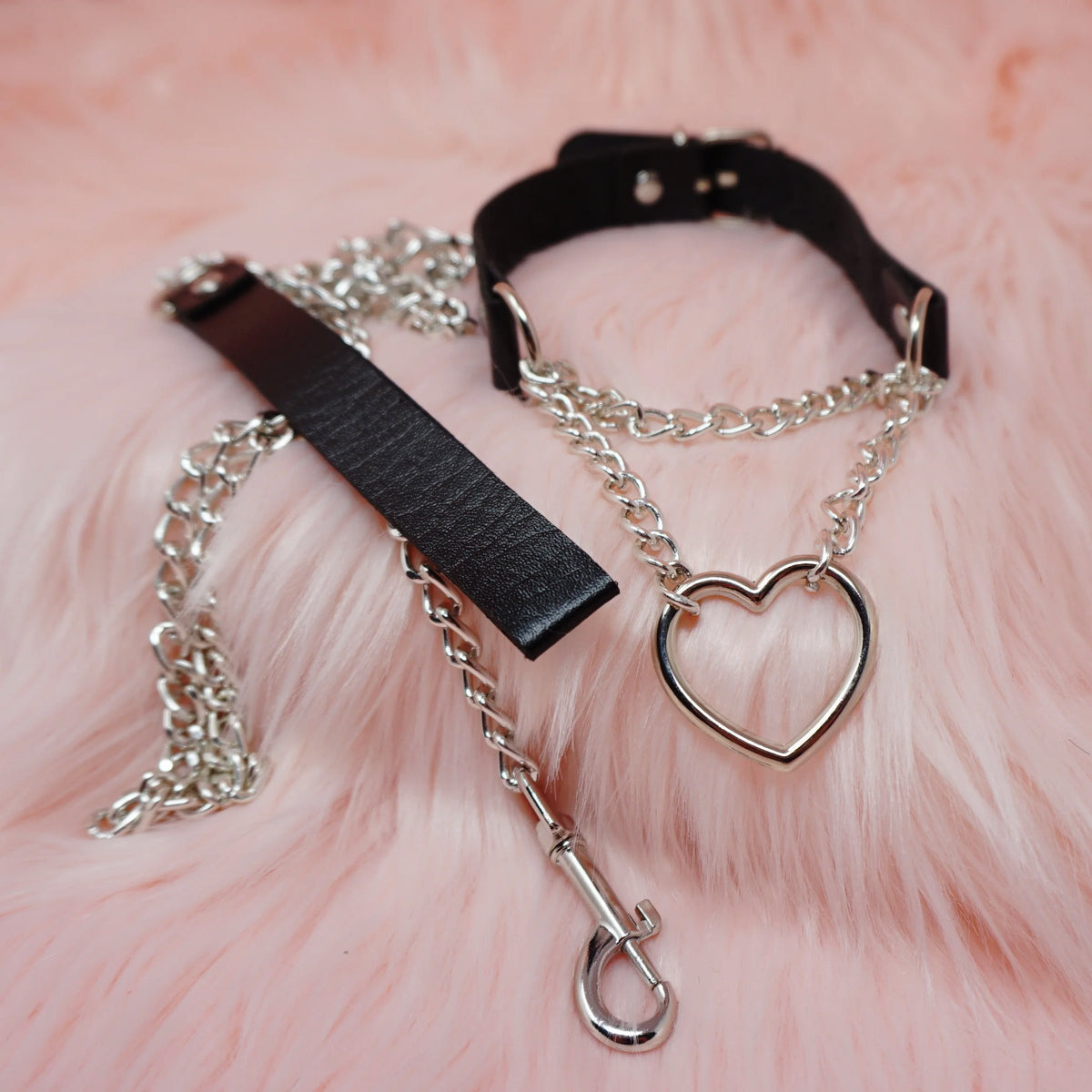Chain Heart Collar & Leash Set - Black– Kittens & Kink