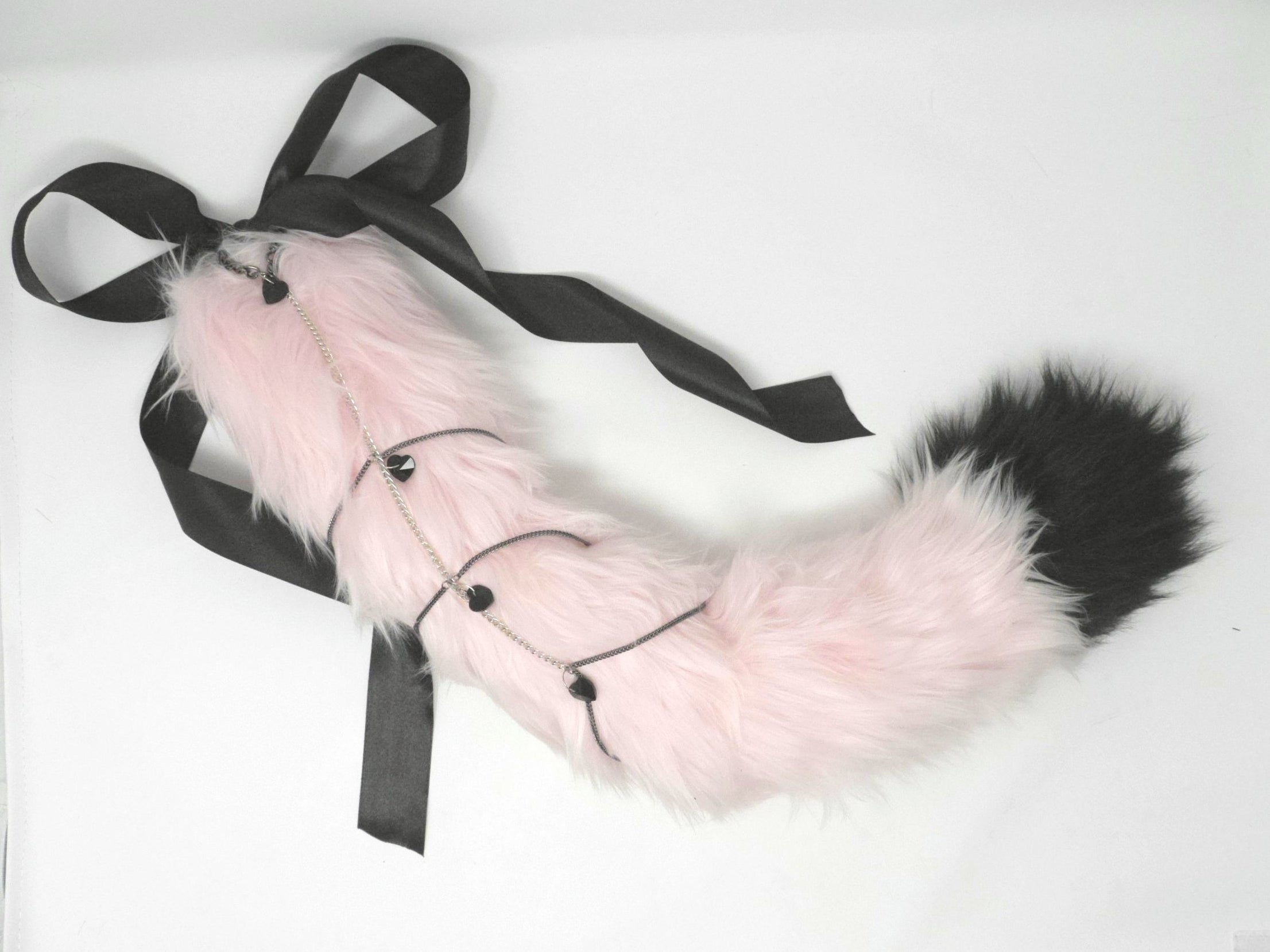 Pink & Black Heart Chain Tail– Kittens & Kink